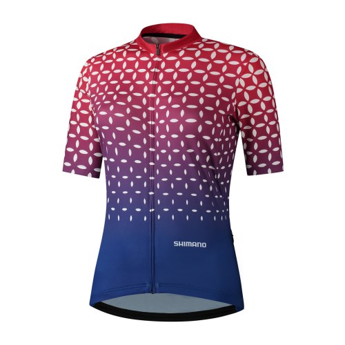 Shimano Fietsshirt korte mouwen Dames Rood Blauw - Sumire Performance ...