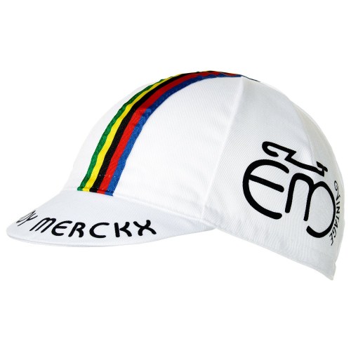 Retro Koerspet Eddy Merckx Wereldkampioen / Fietspetje Wit Regenboog ...